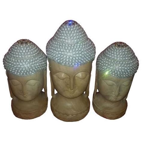 Sng Shrinath Art Gallery Hand Made Wooden Buddha Head With Stone Work