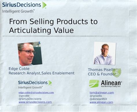 Pptx Siriusdecisions Interview From Selling Products To Articulating Value And Quantifying