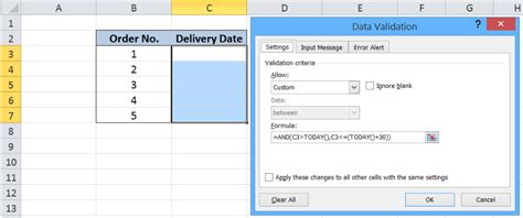 Excel Formula Data Validation Date In Next 30 Days