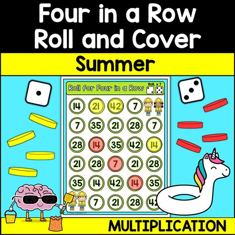 Summer Four In A Row Multiplication Game Math Center Activity End Of