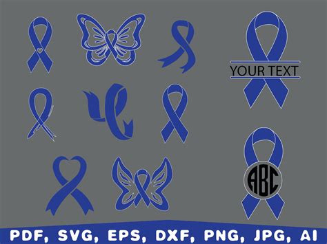 Colon Cancer Awareness Svg Blue Ribbon Svg Colon Cancer Cut Files