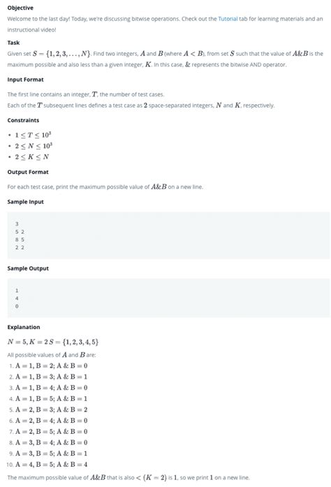 Day 29 Bitwise AND Kickstart Coding