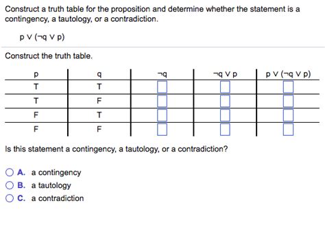 Solved Construct A Truth Table For The Proposition And Chegg