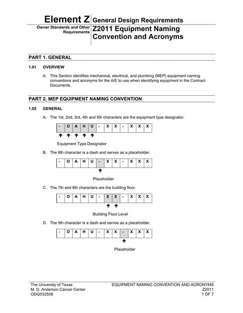 Equipment Naming Convention And Acronyms Md Anderson
