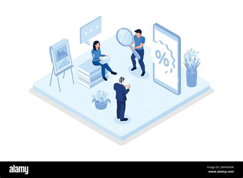 Digital Marketing Analyzing Marketing Data Isometric Vector Modern Illustration Stock Vector