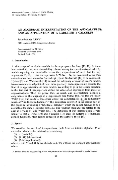 Pdf An Algebraic Interpretation Of The Lambda Beta Calculus And A