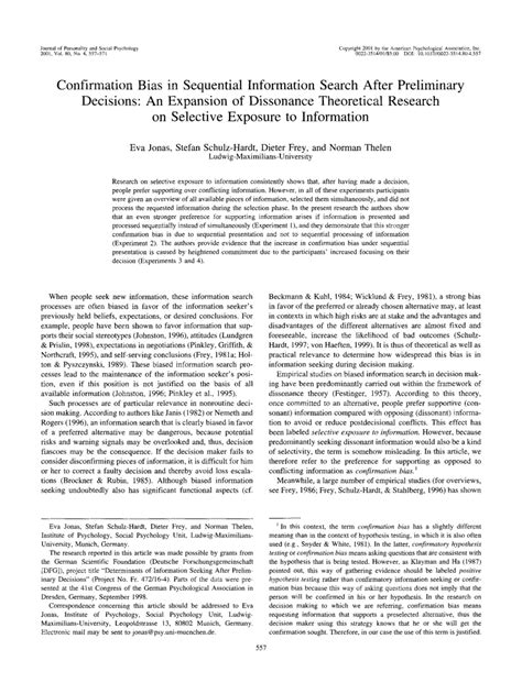 Pdf Confirmation Bias In Sequential Information Search After Preliminary Decisions An