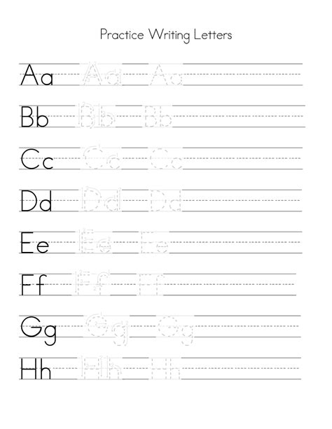 Alphabet Writing Practice Sheets