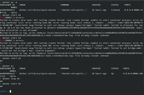 Cannot Start Previously Stopped Containers `plugin Typebridge Failed Add Failed To