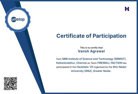 Hackathon Unstop Innovation Coding Tech Teamwork Hackdata25 Snu… Vansh Agrawal