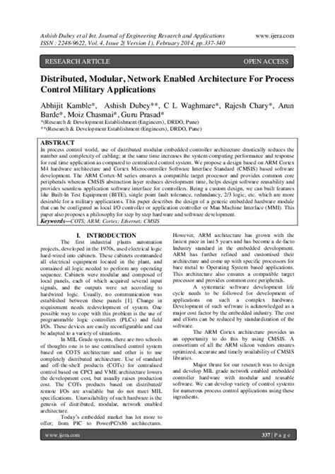 Pdf Distributed Modular Network Enabled Architecture For Process Control Military