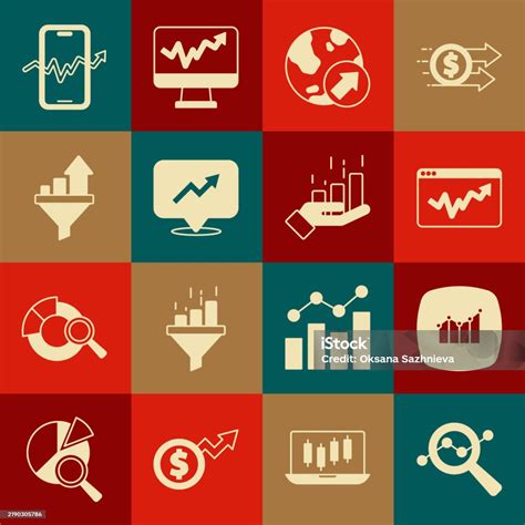 세트 검색 데이터 분석 재무 성장 그래프 차트 인포 그래픽 판매 유입 경로 모바일 주식 거래 및 아이콘 벡터 0명에 대한 스톡 벡터 아트 및 기타 이미지 Istock