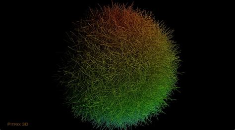 毛むくじゃらの球体、 緑と赤の毛皮のようなボール、 芸術的、 3d、 Hdデスクトップの壁紙 Wallpaperbetter
