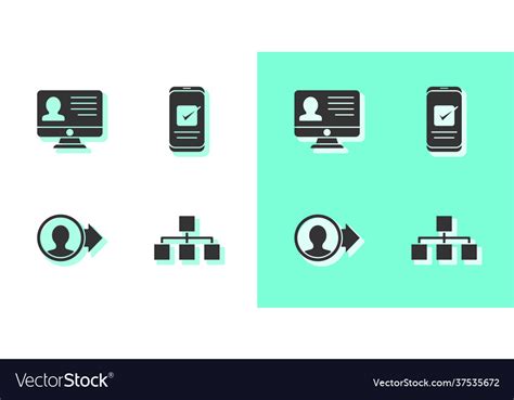 Set Hierarchy Organogram Chart Monitor Royalty Free Vector