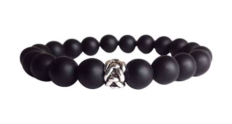 Mens Matte Black Onyx Mens Beaded Bracelet Stretch Etsy