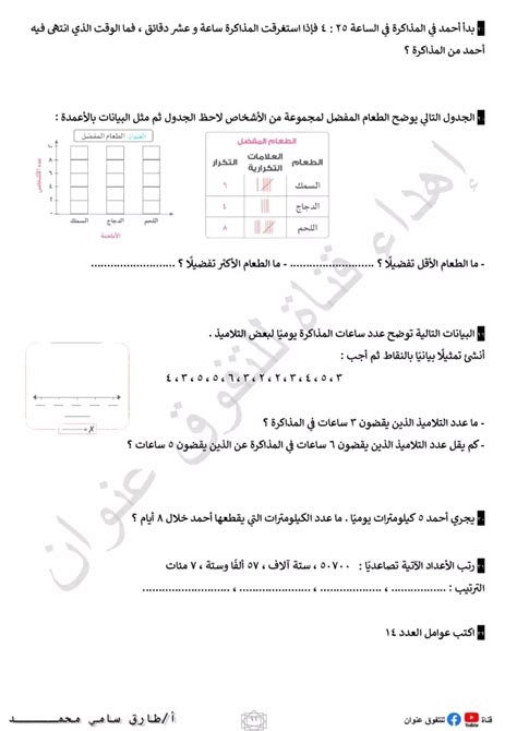 مراجعة رياضيات الصف الثالث الابتدائي الترم الأول 2025 شبابيك