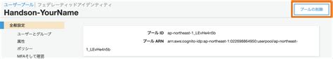 後片付け Cognito API ハンズオン