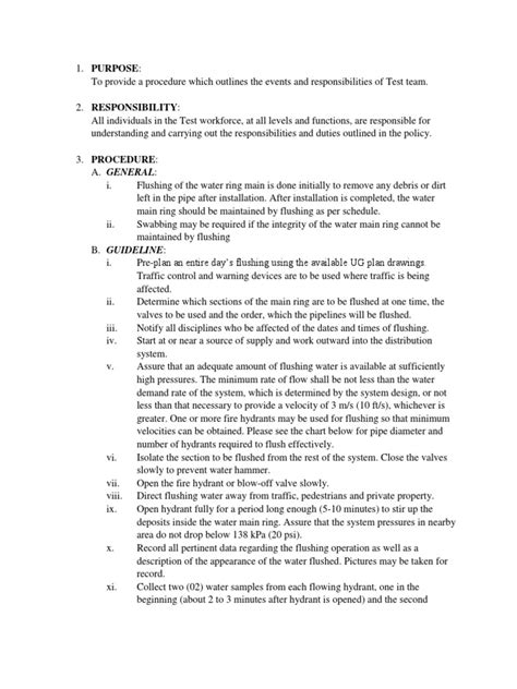 Flushing Procedure Pdf Water Supply Network Valve