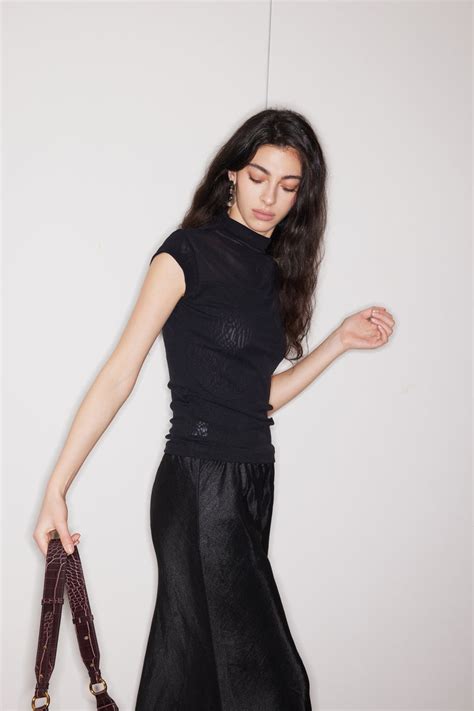 Sleeveless High Neck Mesh Top Ahaselected