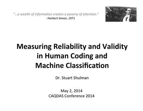 Measuring Reliability And Validity In Human Coding And Machine Classification Ppt