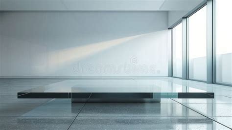 Modern Empty Room With Large Glass Window And A Glass Table Stock Illustration Illustration Of