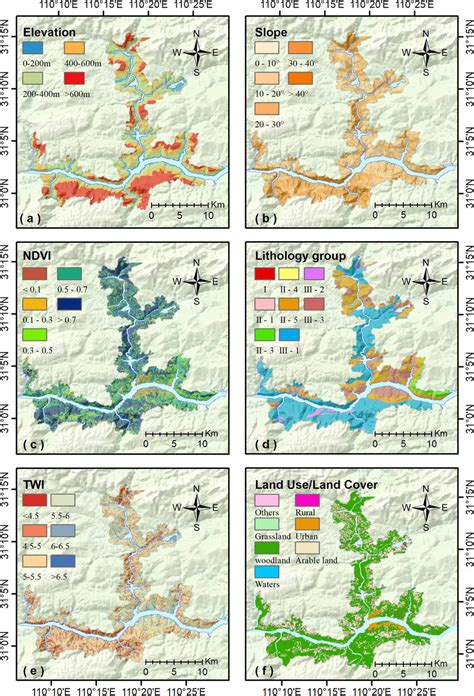 Landslide Causative Factors Maps A Elevation B Slope C NDVI