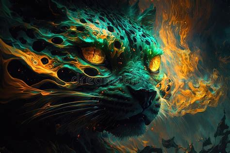 Green Eye Male Demon In A Mystery Art Style Stock Illustration