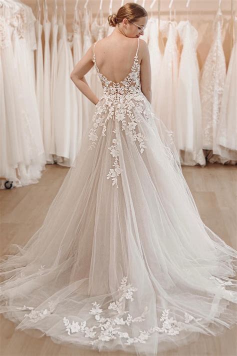 Hellymoon Women Ivory Glitter Long Boho Wedding Dress With Appliques A