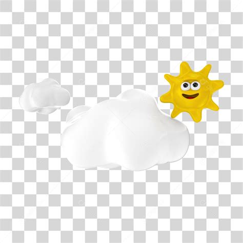 Elemento 3D Para Composição Nuvem e Sol PNG Transparente download