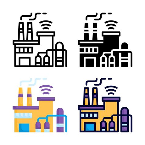 Factory Icon Set Style Collection 12320640 Vector Art At Vecteezy