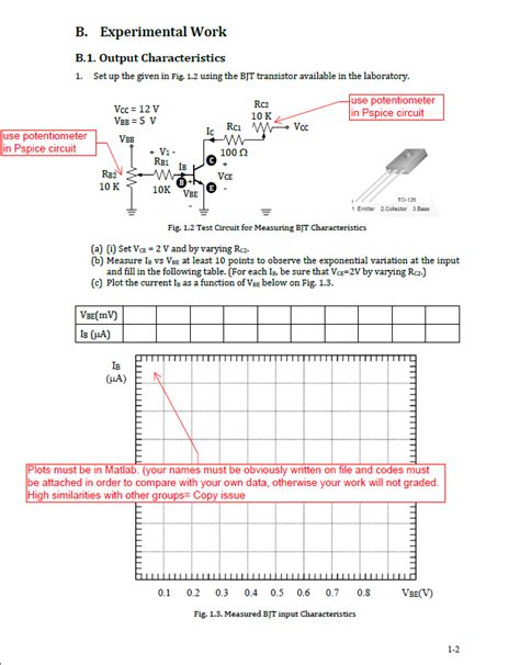 EXPERIMENT 1 BJT Transistor Characteristics A Chegg Com