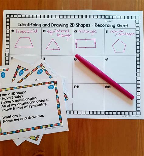 2d Shapes Identifying And Drawing Task Cards Teaching Math Elementary