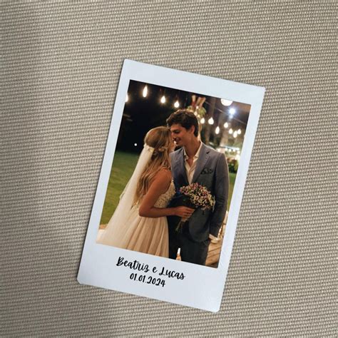 Kit Mini Fotos imã e legenda Lembracinha de casamento noivado