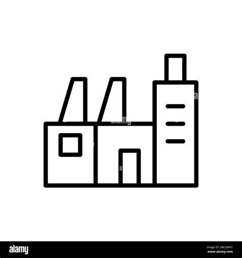 Vector Black Line Icon Factory Isolated On White Background Stock