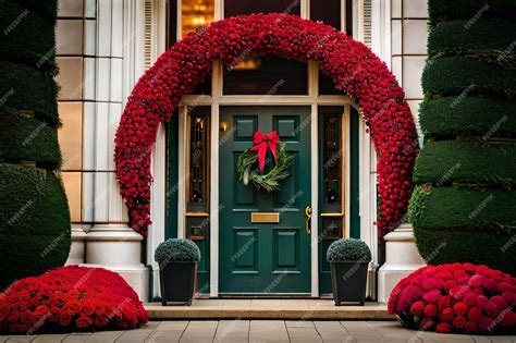 Premium Photo A Wreath That Says Christmas Is On The Front Door