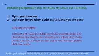 Ubuntu Setup Development Environment For Ruby On Rails PPT Free Download