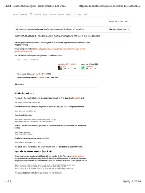 Elantech Touchpad Multi Touch Is Not Working For Kernel 3 13 0 35