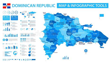 Dominican Republic Infographic Map With Data Visualization Elements