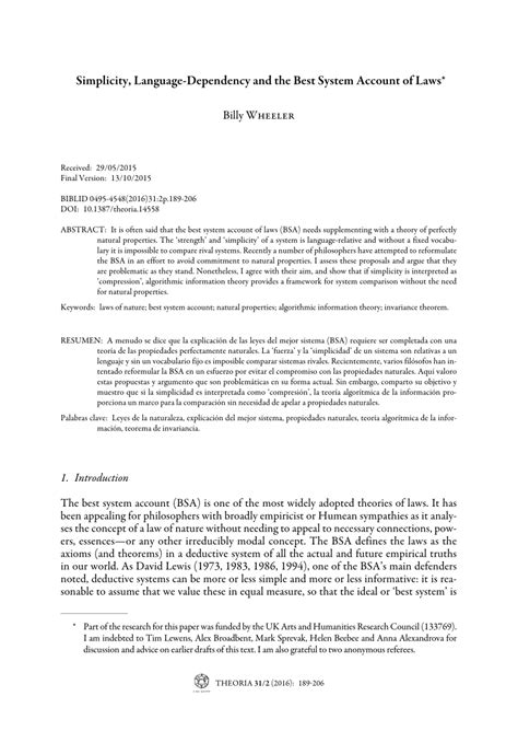 Pdf Simplicity Language Dependency And The Best System Account Of Laws