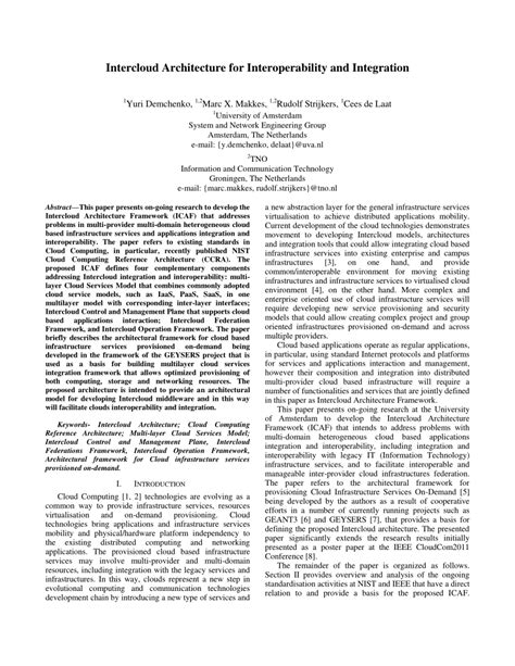 Pdf Intercloud Architecture For Interoperability And Integration Architecture Cloud Computing