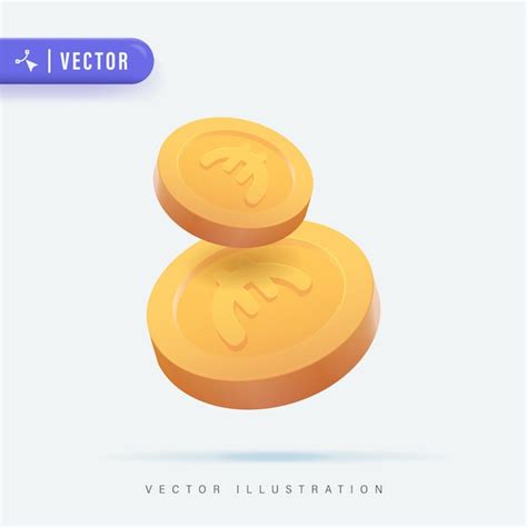 3d 현실적인 동전 벡터 일러스트 레이 션 3d 금화 흰색 배경에 고립입니다 유로 코인 프리미엄 벡터