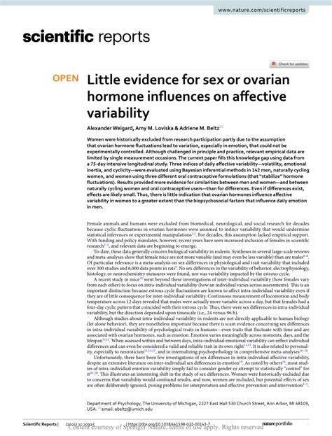 Pdf Little Evidence For Sex Or Ovarian Hormone Influences On