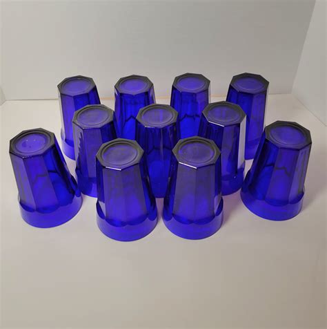Cobalt Blue Vintage Libbey Glass Tumblers Paneled Glasses Set Etsy