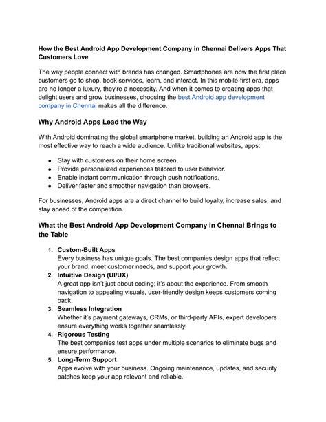 Ppt How The Best Android App Development Company In Chennai Delivers Apps That Customers Love
