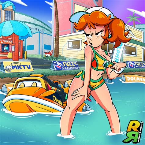 Princess Daisy Light Blue Yoshi And Fuzzy Mario And 2 More Drawn By