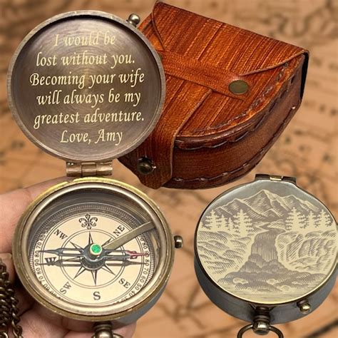 Personalized Brass Compass Anniversary Ts For Men Brass Etsy