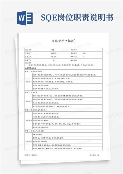 Sqe岗位职责说明书word模板下载编号qnkwpymn熊猫办公
