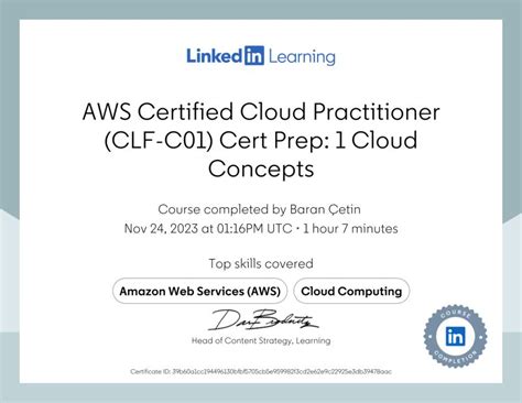 baran Çetin on linkedin certificate of completion