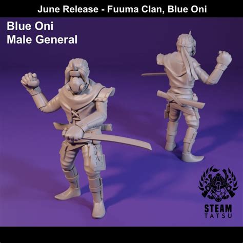 3d Printable Blue Oni Male General By Steam Tatsu