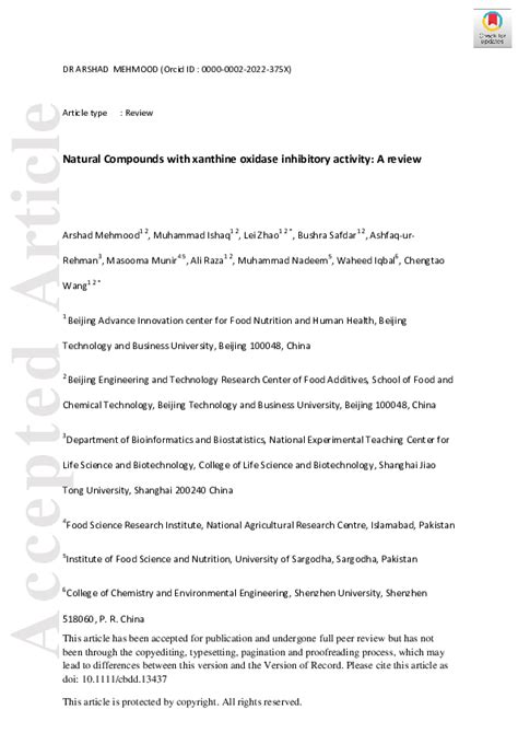 Pdf Natural Compounds With Xanthine Oxidase Inhibitory Activity A
